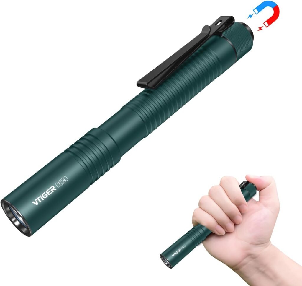 VTIGER T2A Compact EDC Flashlight,1500 Lumens 2*AA Rechargeable LED ...
